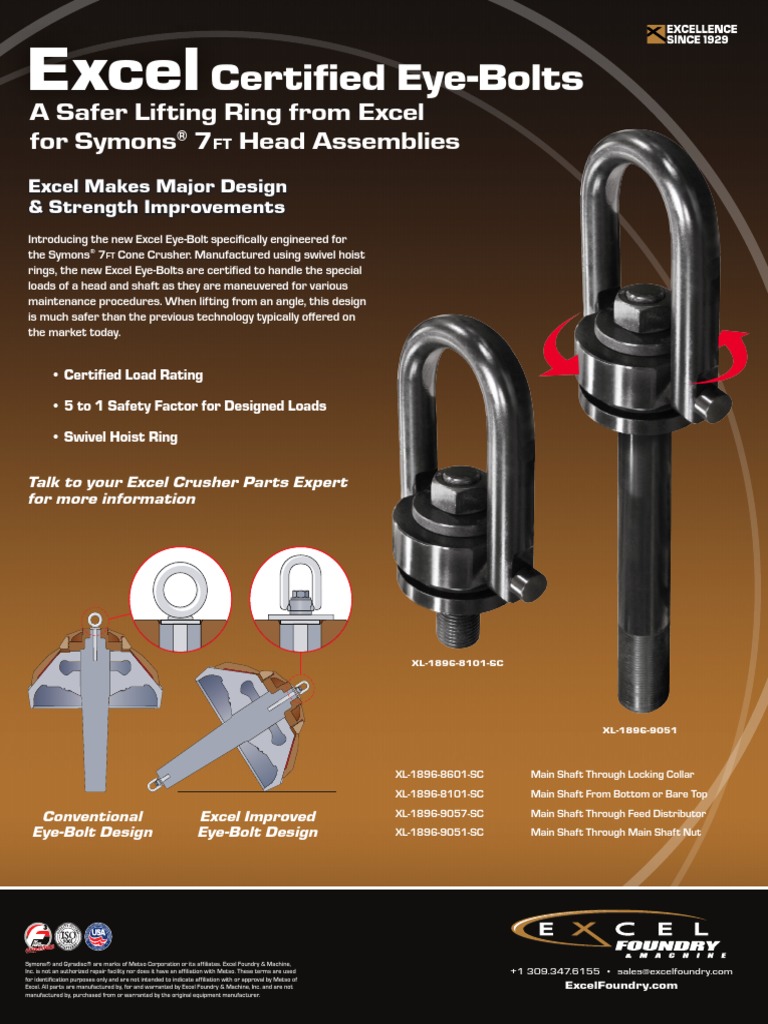 Excel Certified Eye Bolts For Symons Cone Crushers | Nut (Hardware) | Screw