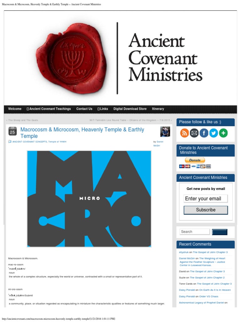 Macrocosm Microcosm, Heavenly Temple Earthly Temple Ancient Covenant ...