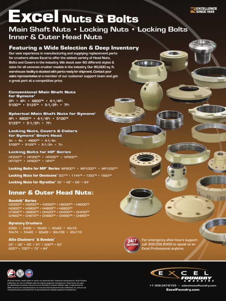 Excel Cone Crusher Locking Nuts and Bolts | PDF