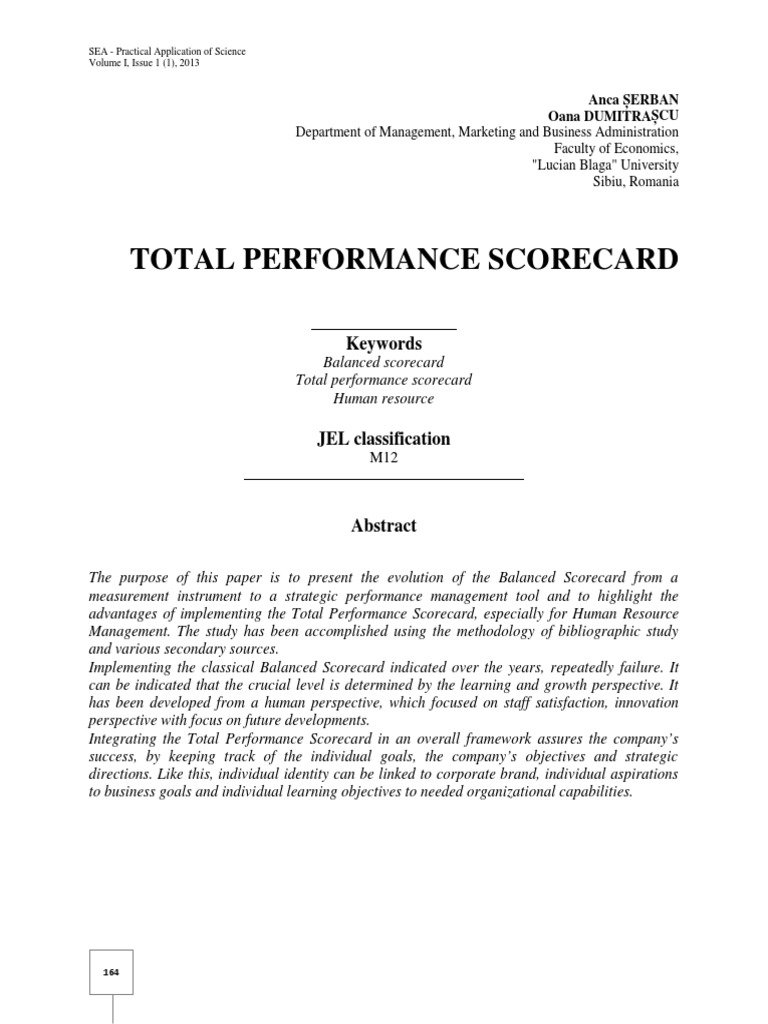 Total Performance Scorecard PDF | PDF | Motivation | Motivational