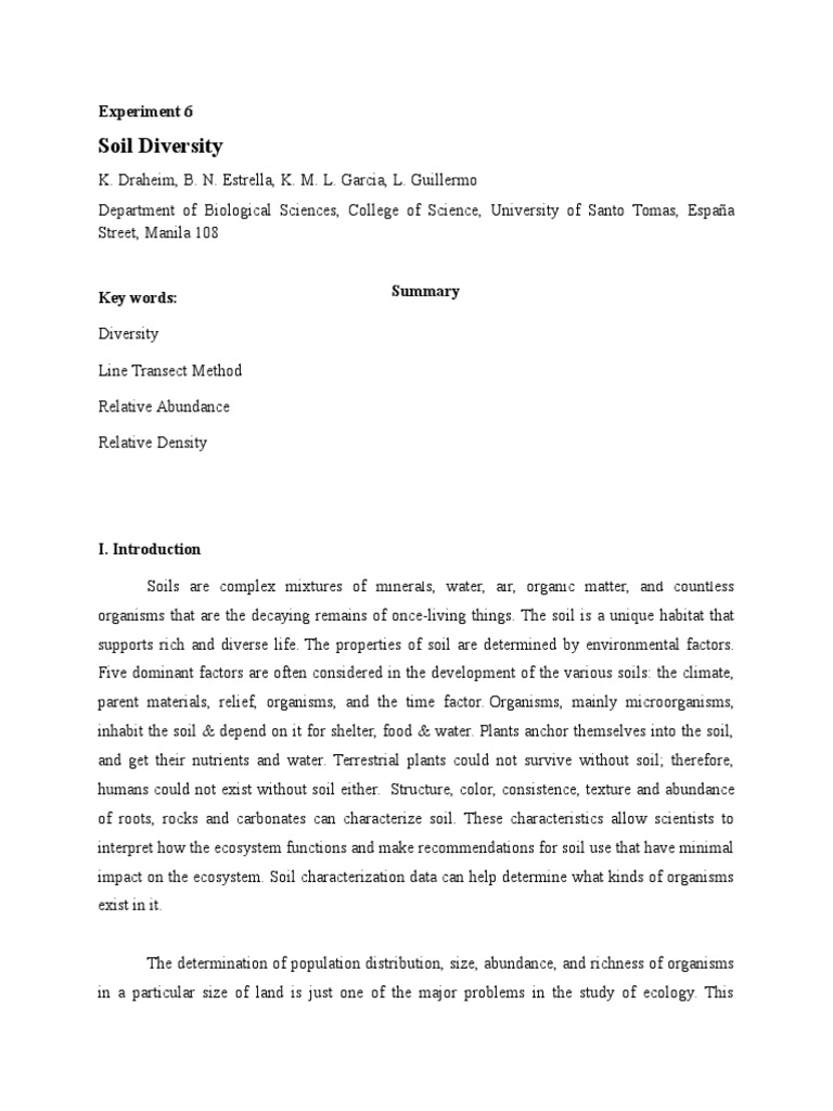 Experiment 6 - Intro-Obj | PDF | Ecosystem | Soil