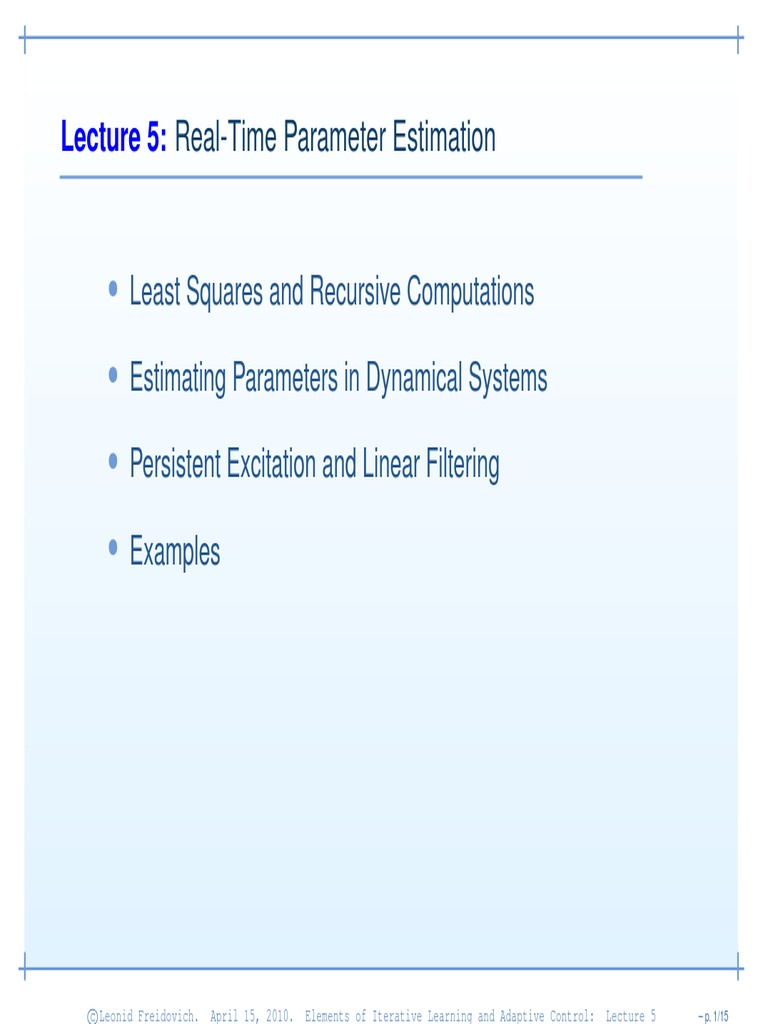 Real-Time Parameter Estimation | PDF | Spectral Density | Least Squares