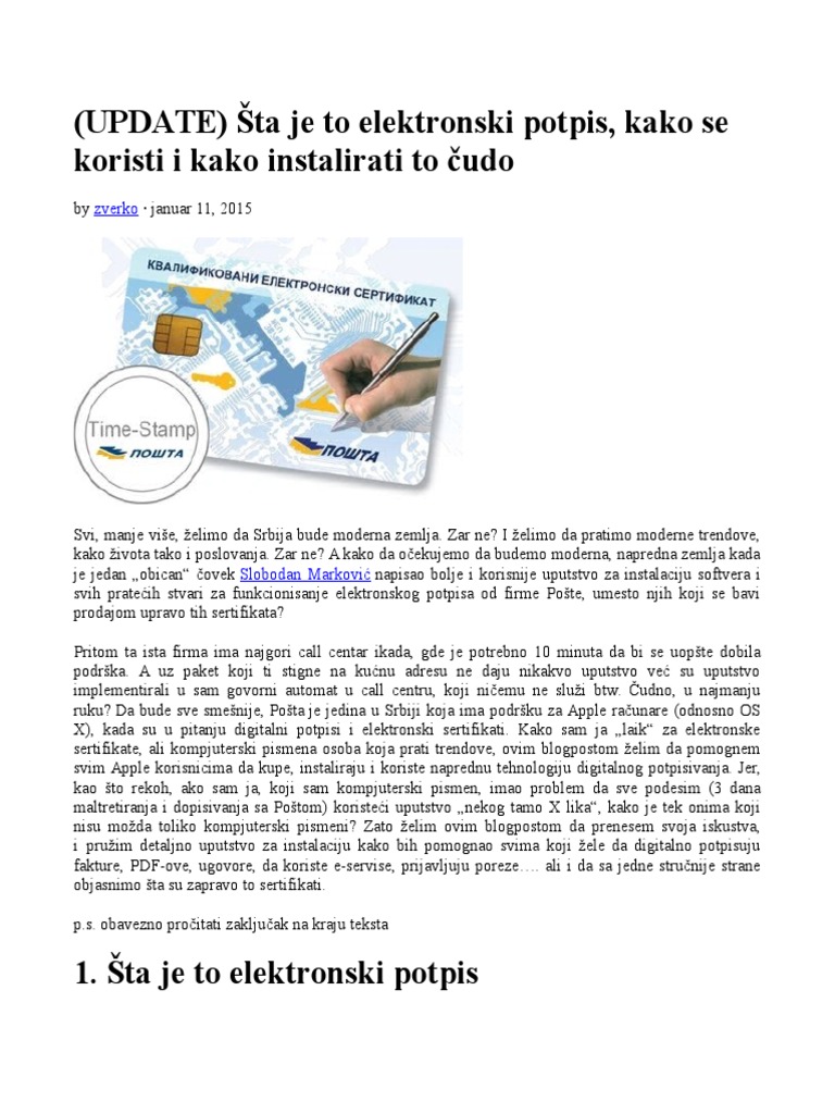 Šta Je To Elektronski Potpis, Kako Se Koristi I Kako Instalirati To ...