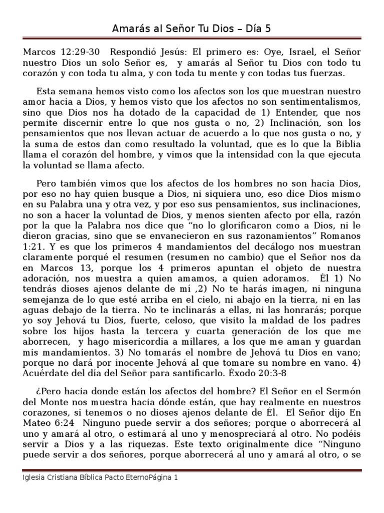 Devocional 5 - Marcos 12-29-30 | PDF | Tetragrammaton | Diez Mandamientos