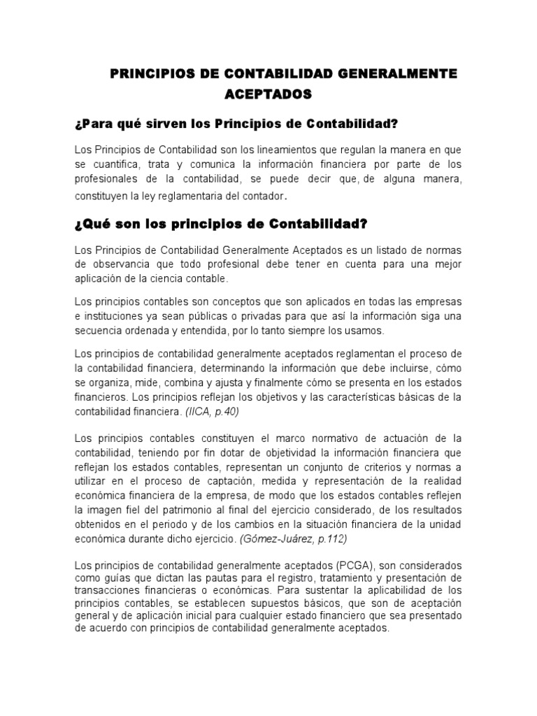 Guía de Principios Contables Básicos | PDF | Principios contables ...