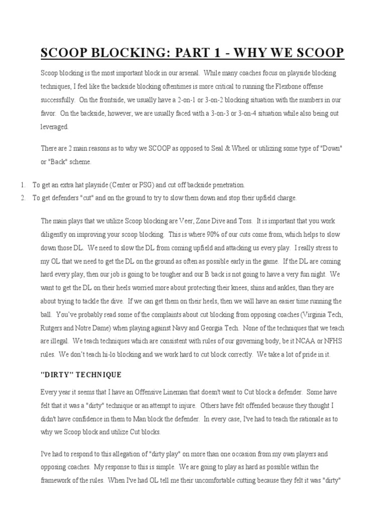 Scoop Blocking PDF | PDF | Sports | American Football