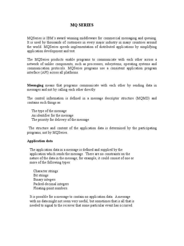 An In-Depth Overview of IBM's MQSeries Middleware for Messaging and Queuing | PDF | Computer ...