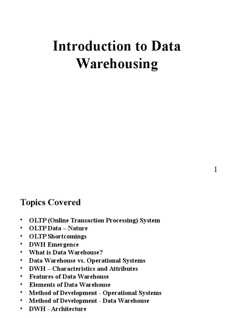 Introduction To Data Warehousing | PDF | Data Warehouse | Database Index