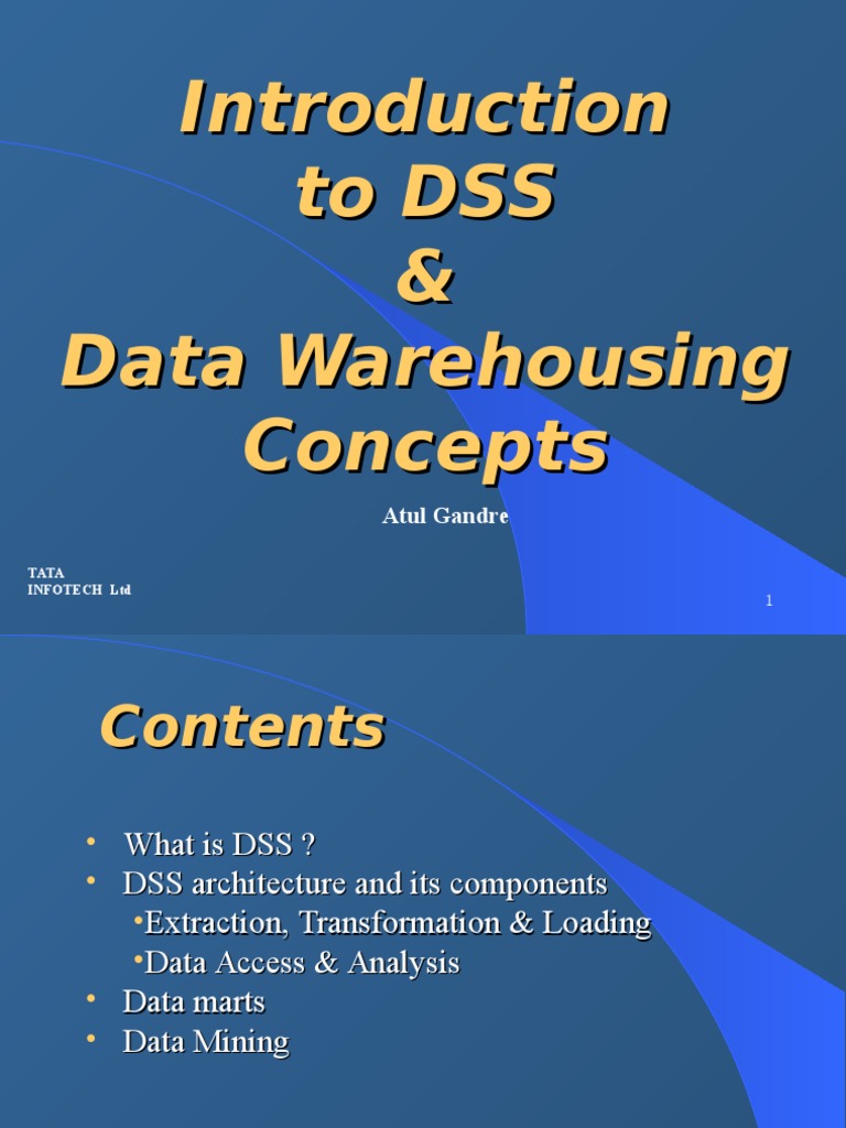 To DSS & Data Warehousing Concepts | PDF | Data Warehouse | Decision ...