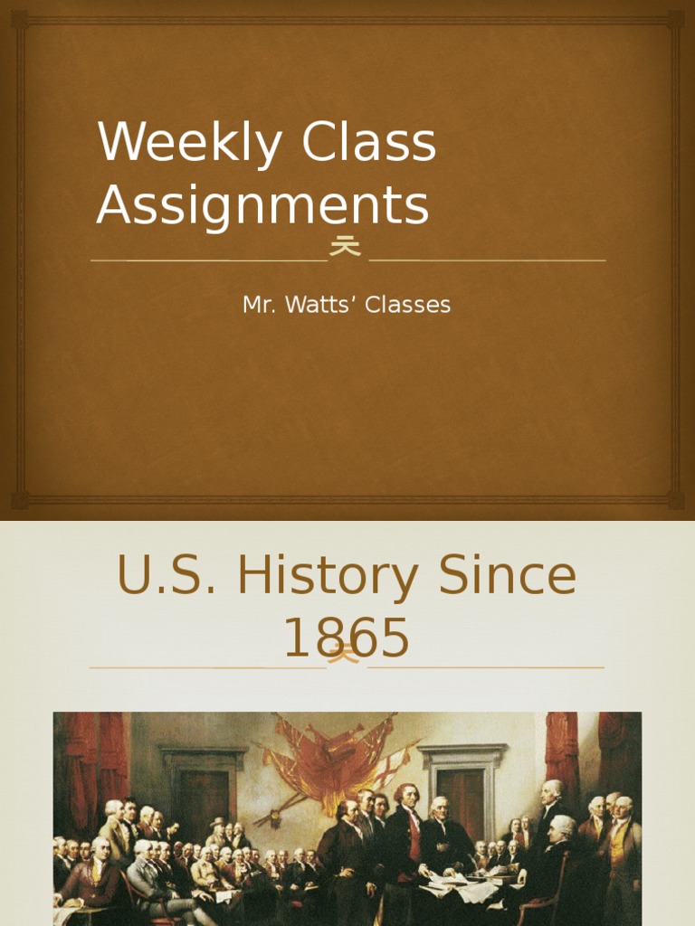 Weekly Class Assignments | PDF | Homework