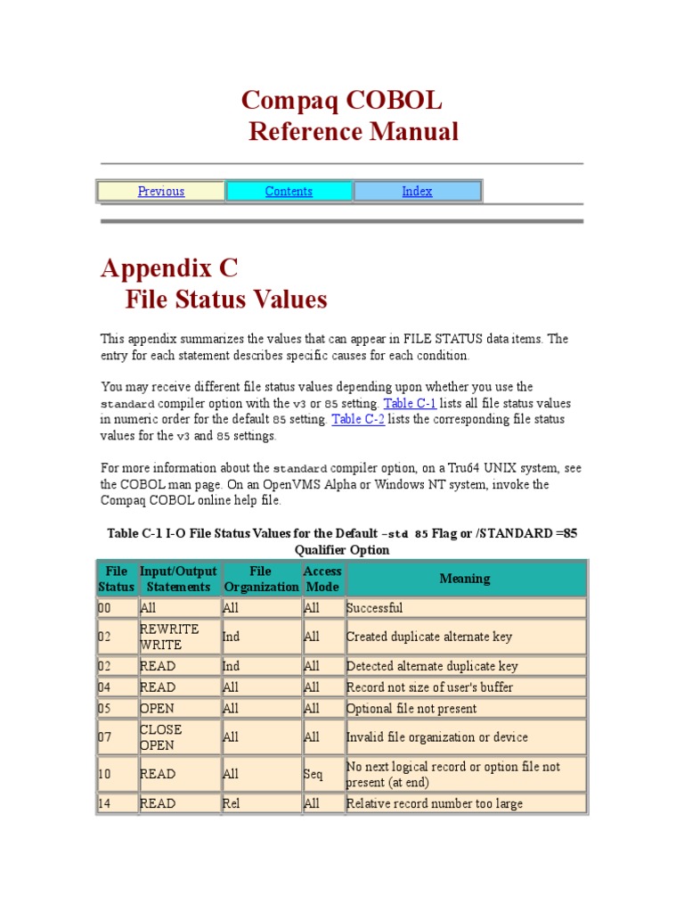 Compaq COBOL Reference Manual: Previous Index | PDF | Sequence | Summation