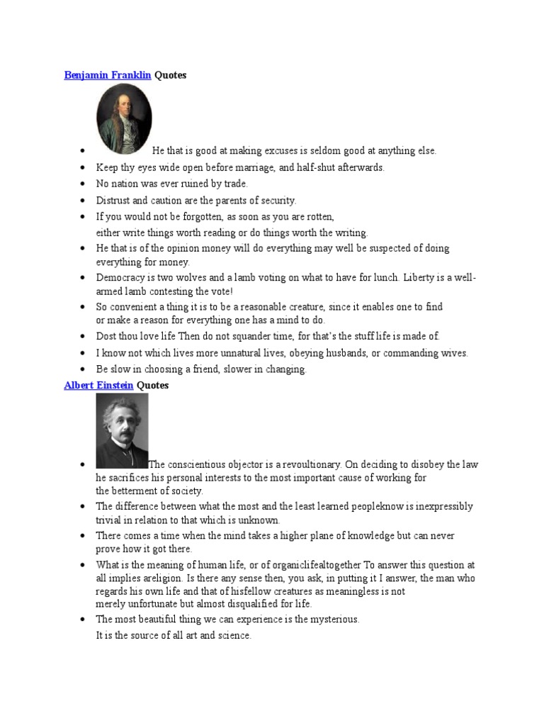 Benjamin Franklin Quotes | PDF