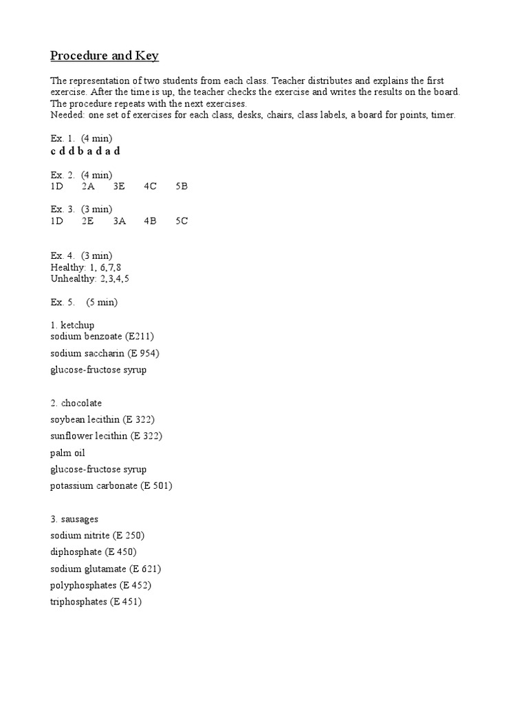 Procedure and Key | PDF