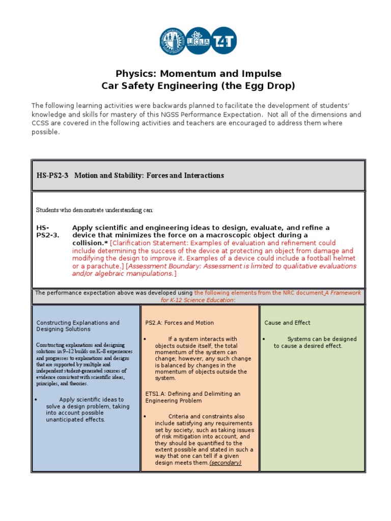 Momentum and Impulse-Egg Drop | PDF | Collision | Momentum