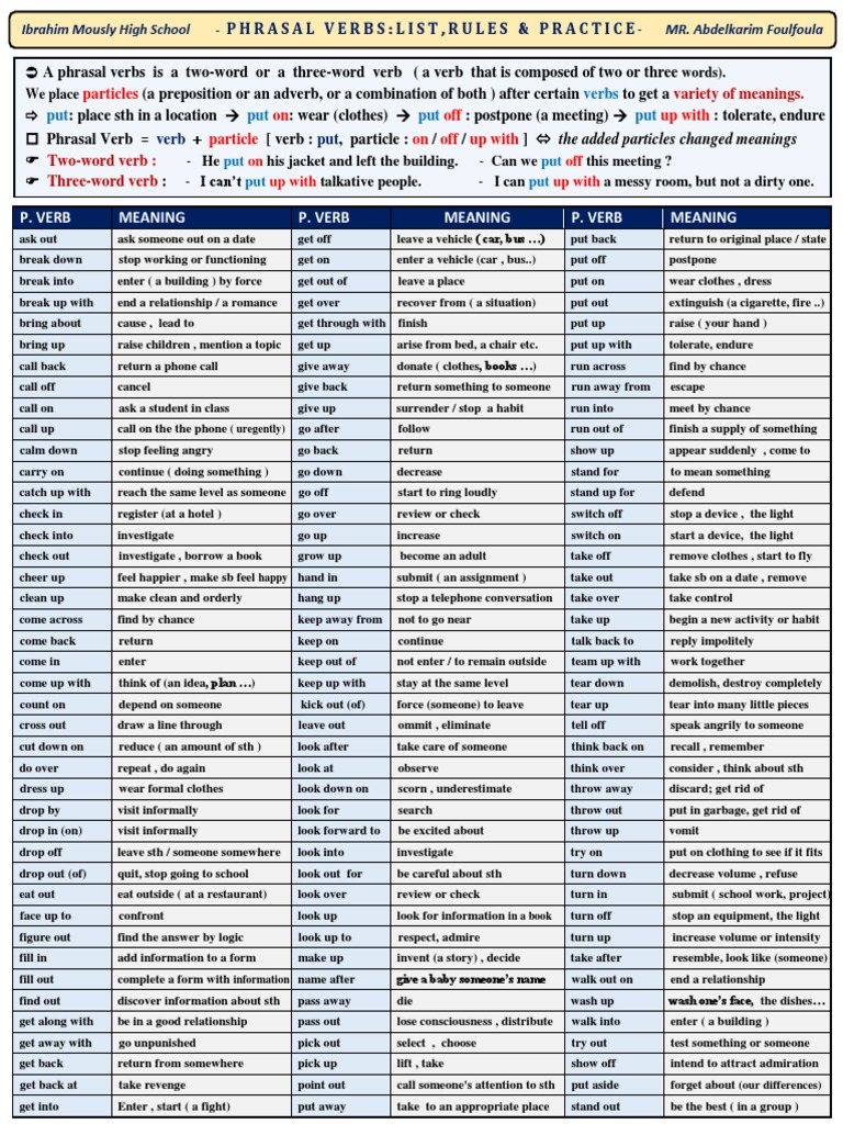 Phrasal Verbs' List Rules Practic ViníciusDe | PDF