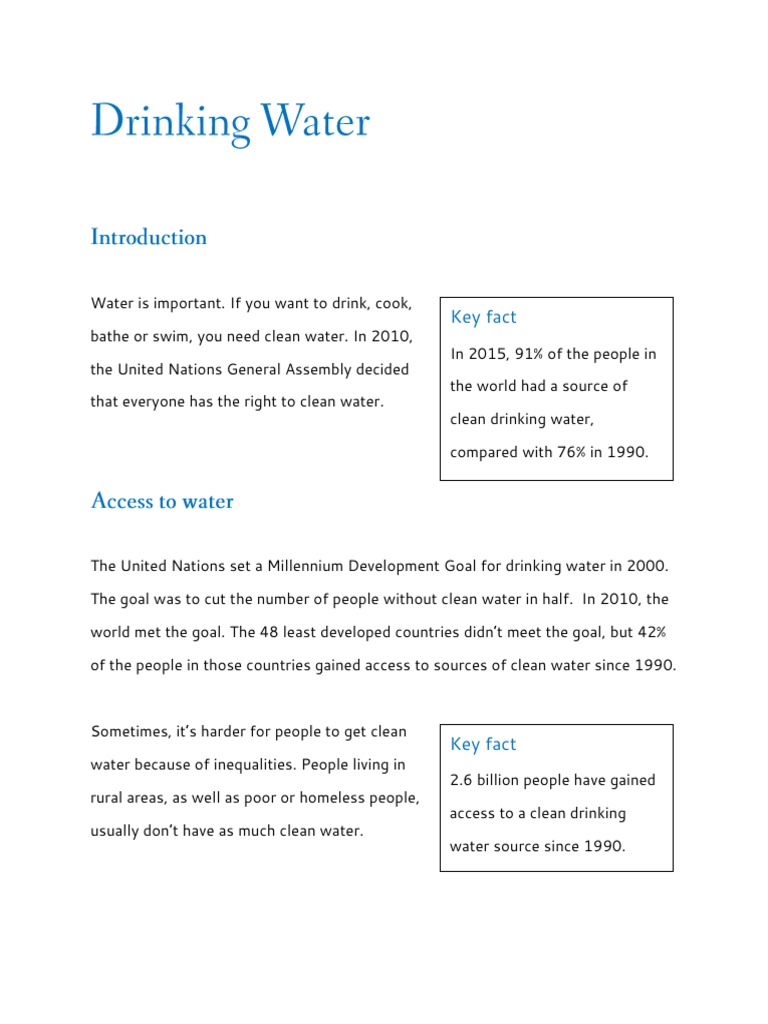 Drinking Water Fact Sheet | PDF | Drinking Water | Diarrhea
