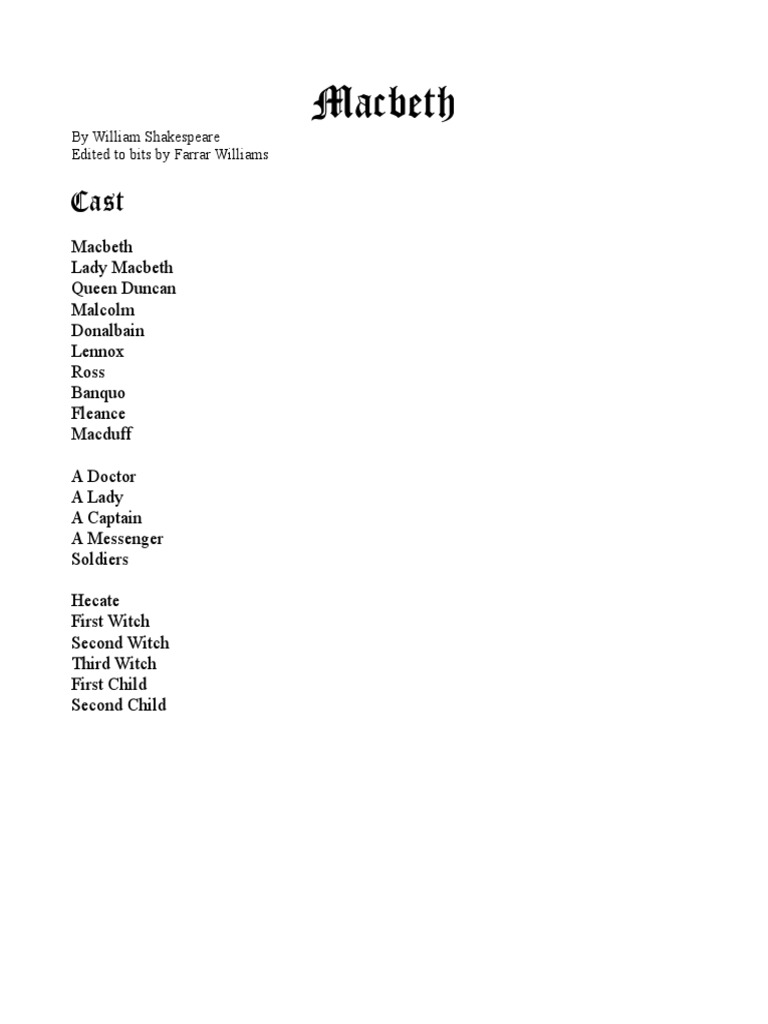 Macbeth by Shakespeare - "Fair is foul and foul is fair | PDF | Macbeth ...