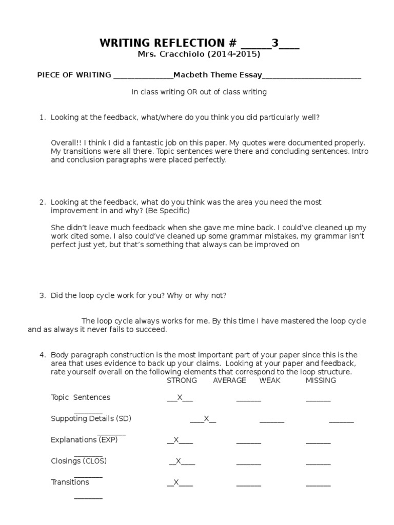 Writing Reflection 3 | PDF | Career & Growth