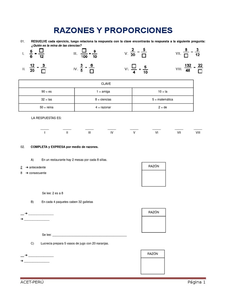 Razones y Proporciones | PDF | Porcentaje | Entero