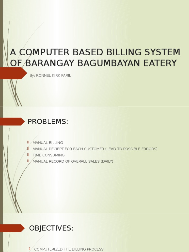 A Computer Based Billing System of Barangay Bagumbayan | PDF