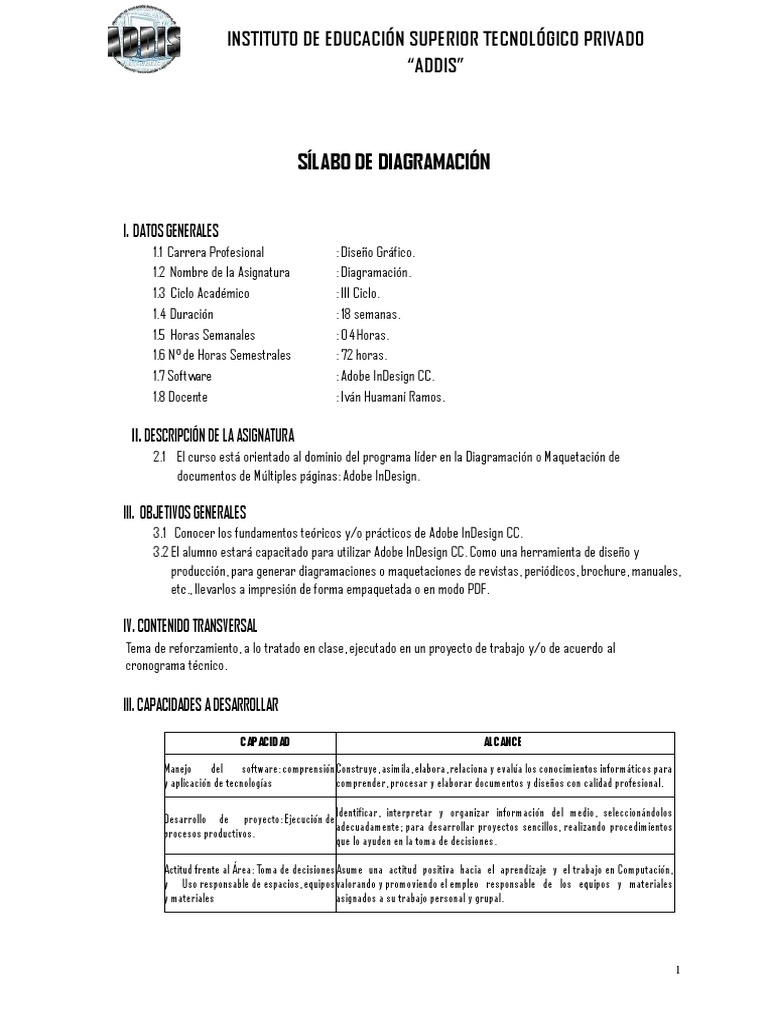 Silabo de Diagramacion - Adobe InDesign CC | PDF | Adobe InDesign ...