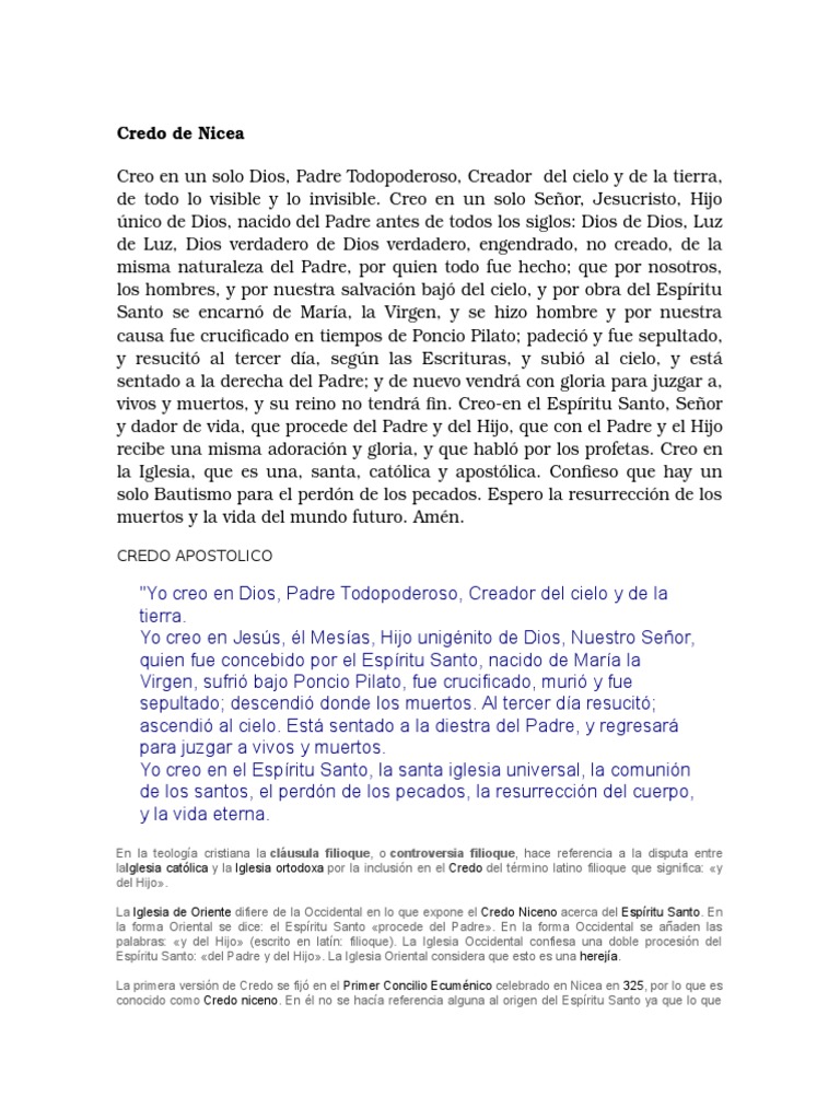 Credo de Nicea | PDF | espíritu Santo | Religiones religiosas