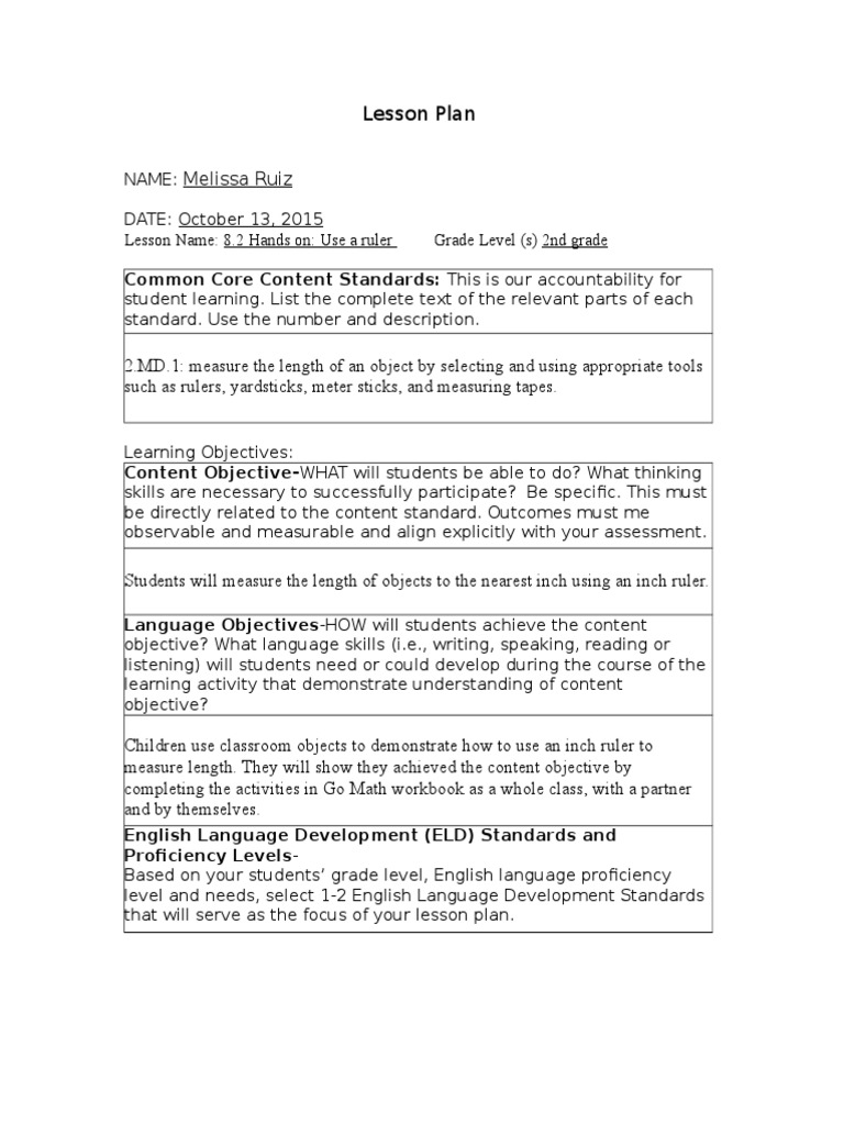 Math Lesson Plan 2nd Grade | PDF | Educational Assessment | Lesson Plan