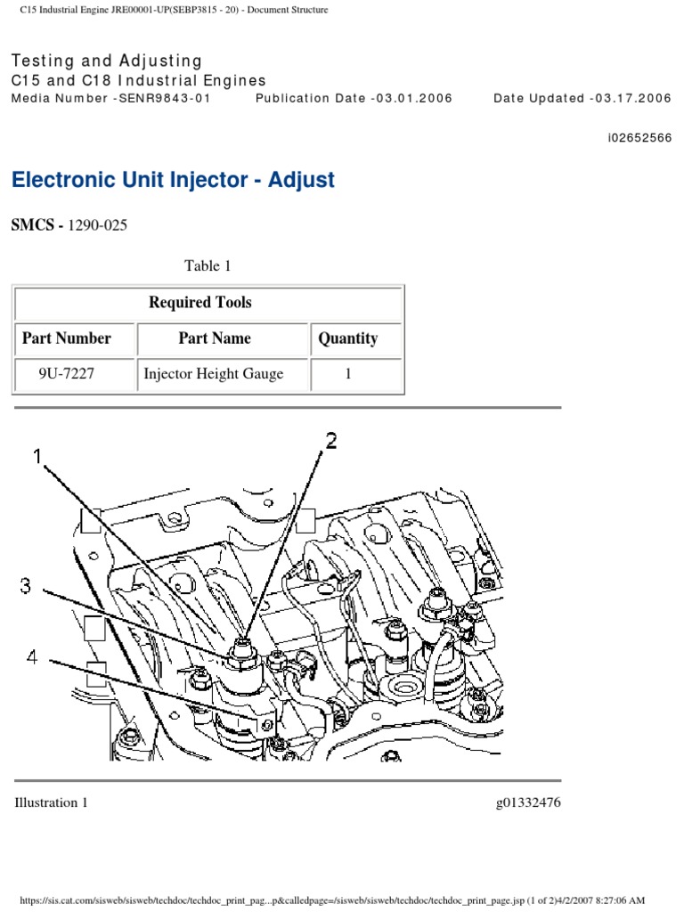 C15 Electronic Unit Injector Adjustment 8453341 | PDF | Fuel Injection ...