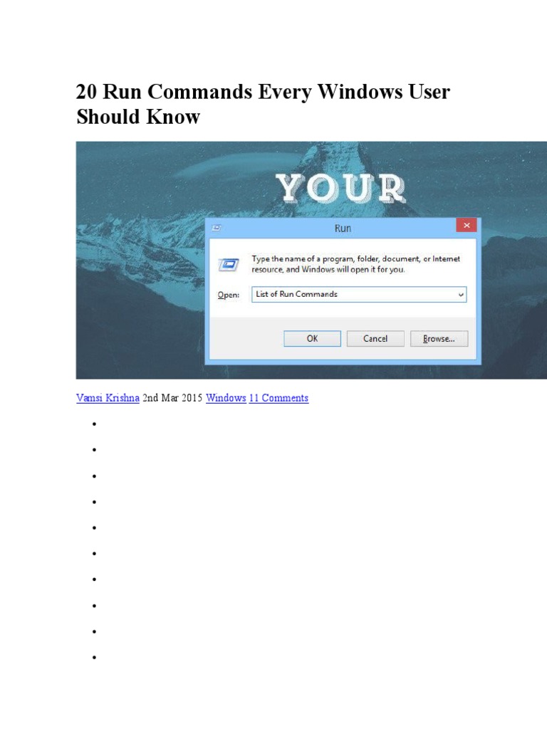 20 Run Commands Every Windows User Should Know | PDF | Windows Registry ...