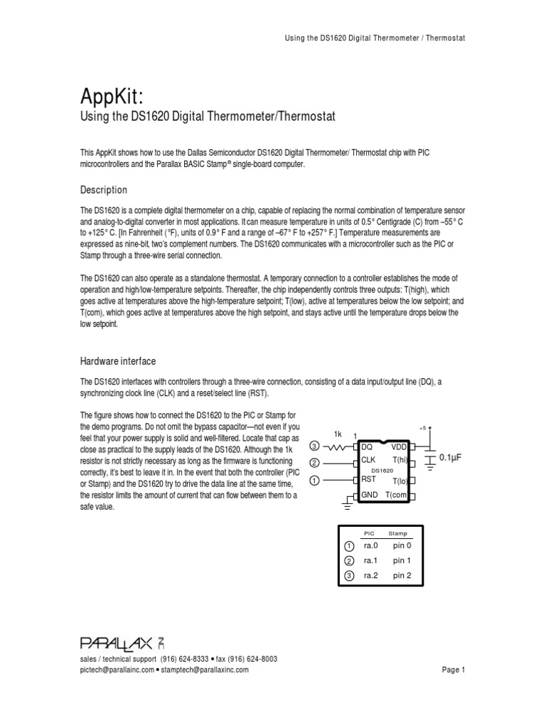 Appkit:: Using The Ds1620 Digital Thermometer/Thermostat | PDF