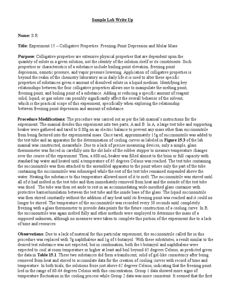 Sample Lab "Report" | Download Free PDF | Melting Point | Experiment