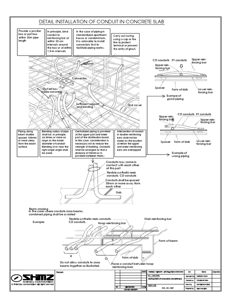 Detail Installation of Conduit in Concrete Slab: Drawing Title | PDF ...