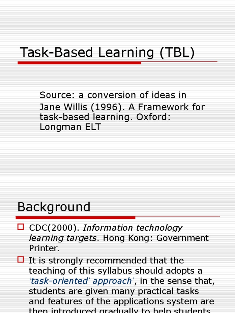 Task Based Learning | PDF | Learning | Psychology