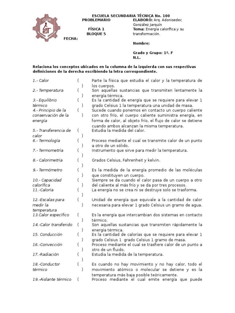 Examen de Calor y Temperatura 1 Parte | PDF | Celsius | Calor