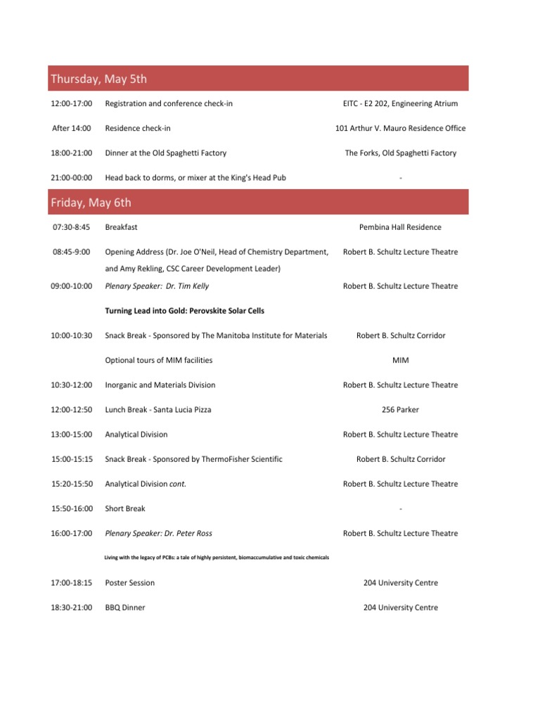 Brief Schedule | PDF