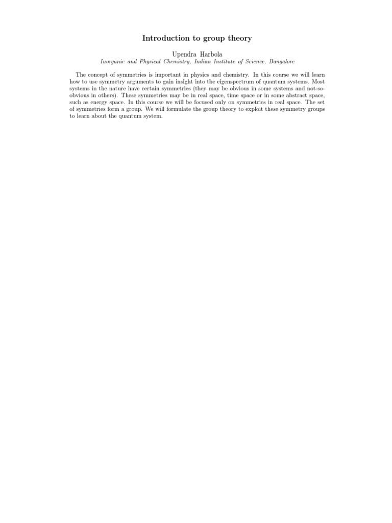 Introduction to group theory and its applications in physics | PDF ...