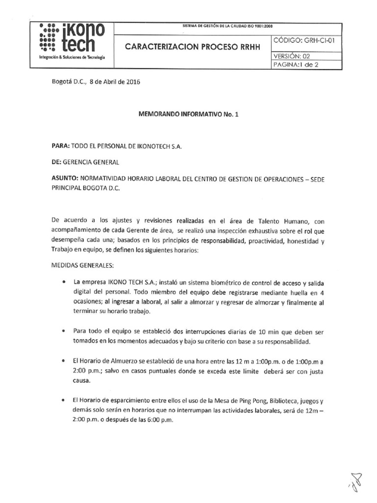 Memorando Informativo #1 | PDF