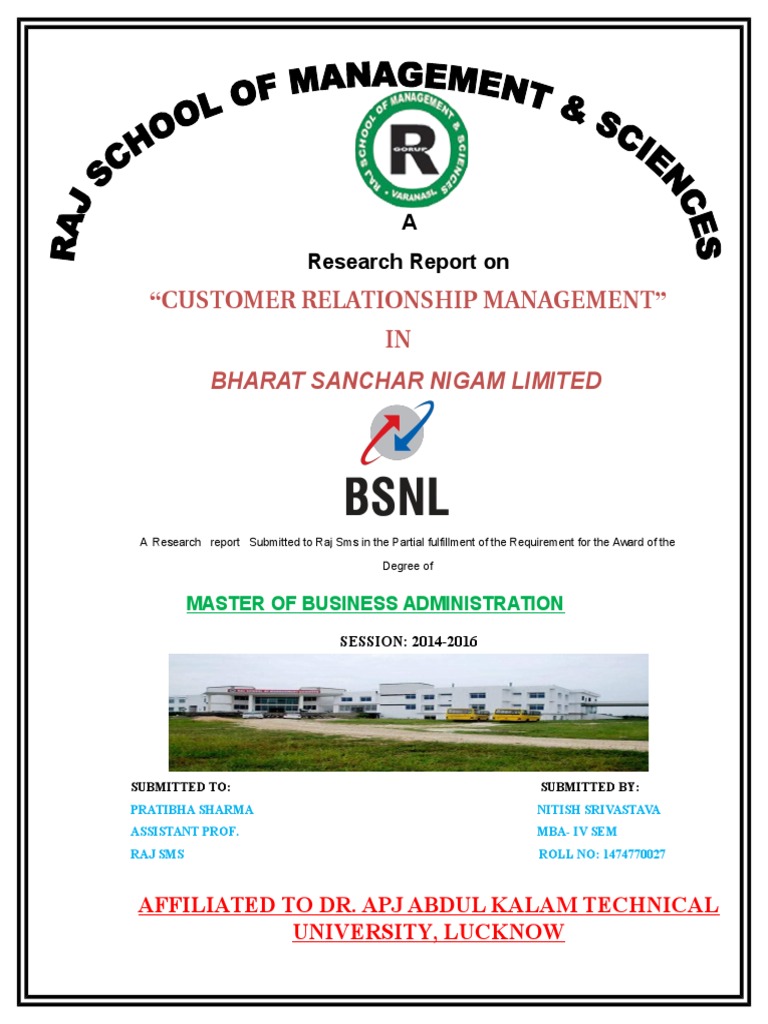BSNL Project MBA Nitish | PDF | Customer Relationship Management | Marketing Research