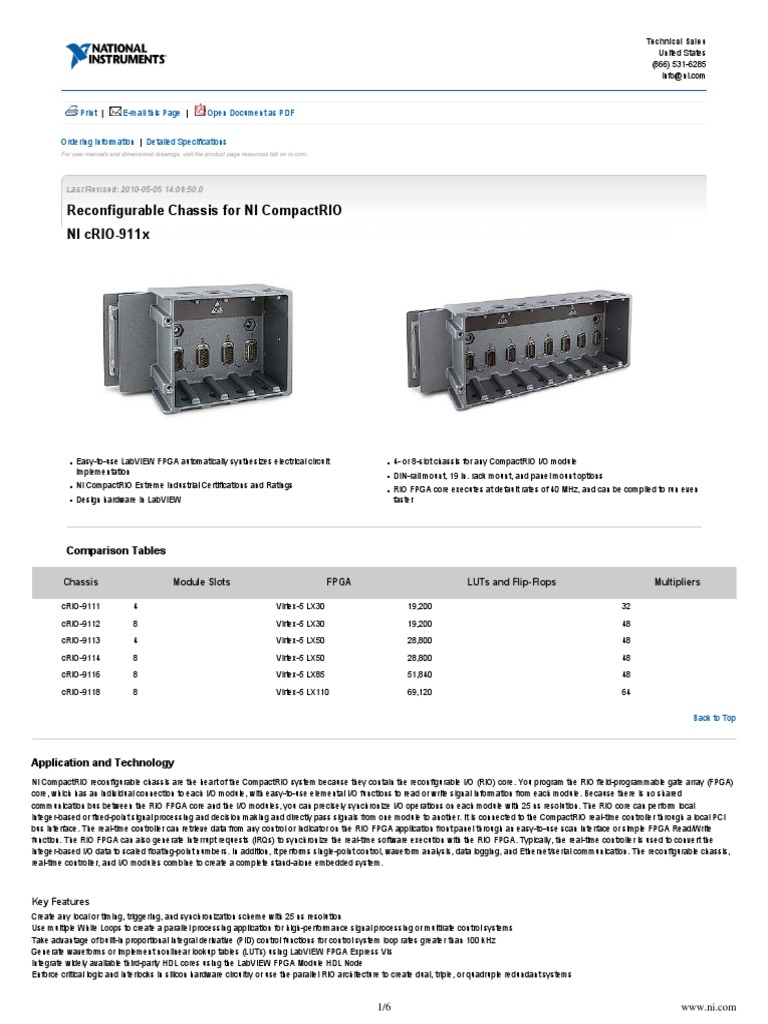 Chassis NI Datasheet CRIO 9111 | PDF | Field Programmable Gate Array | Calibration