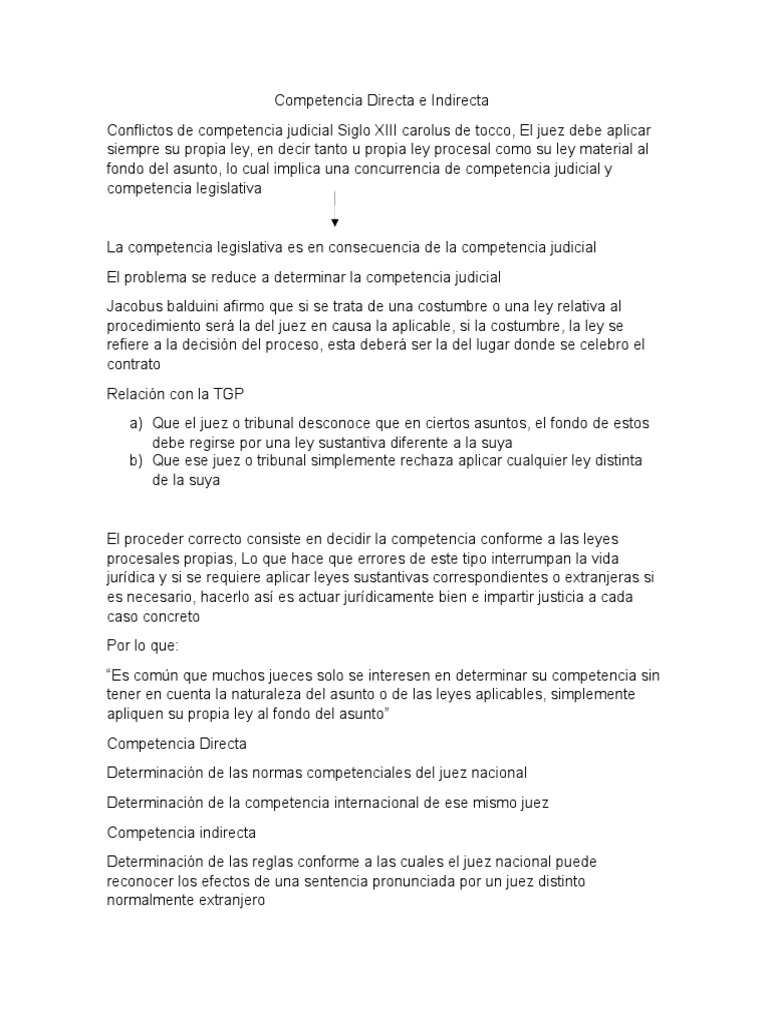 Competencia Directa e Indirecta | Competencia (ley) | Juez | Prueba ...