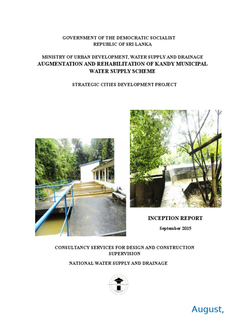 Kandy Water Supply Scheme Inception Report | PDF | Water Purification ...