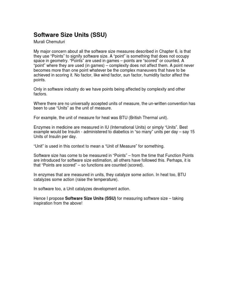 Software Sizing Units | PDF | Application Software | Input/Output