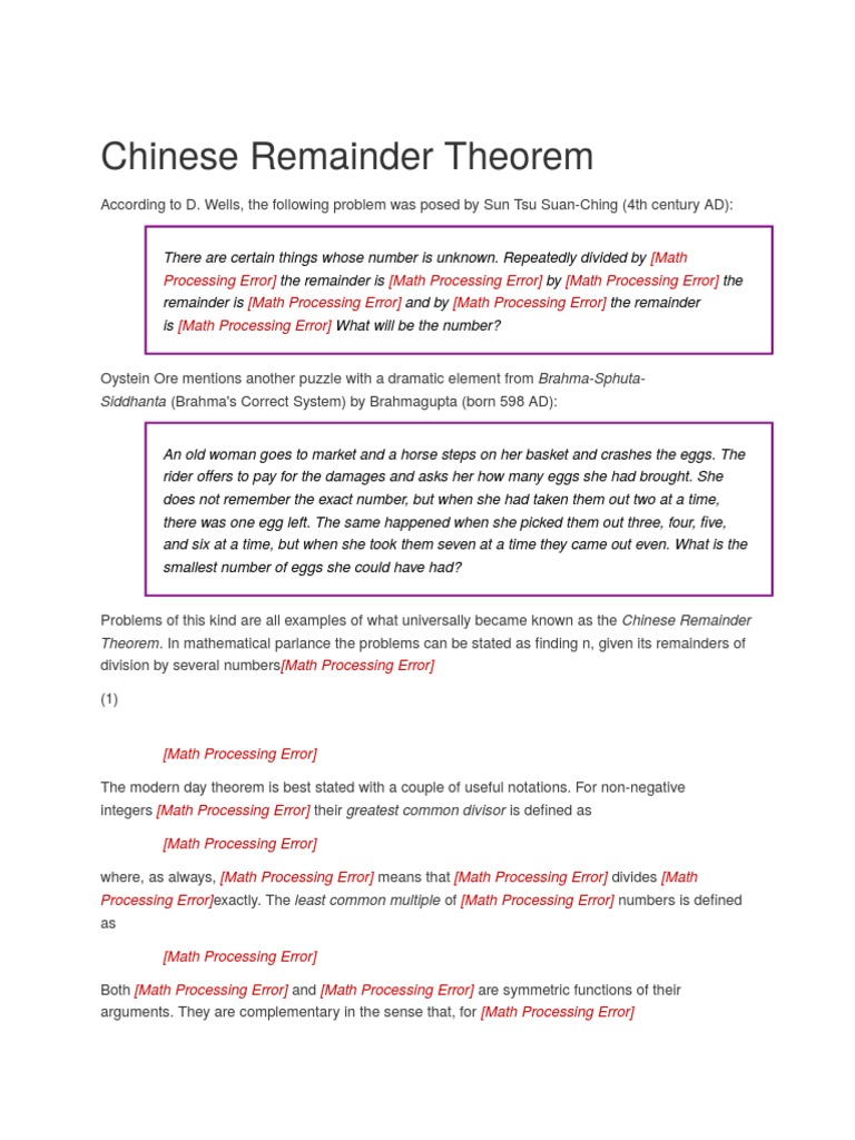 Chinese Remainder Theorem | PDF | Teaching Mathematics | Discrete ...