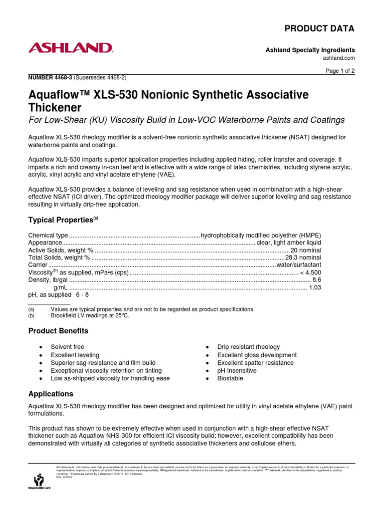 Aquaflow XLS-530 | PDF | Rheology | Paint