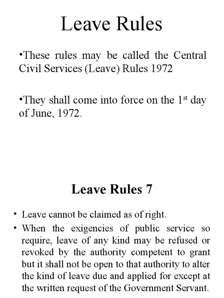 Leave Rules Summary | PDF | Parental Leave | Civil Service