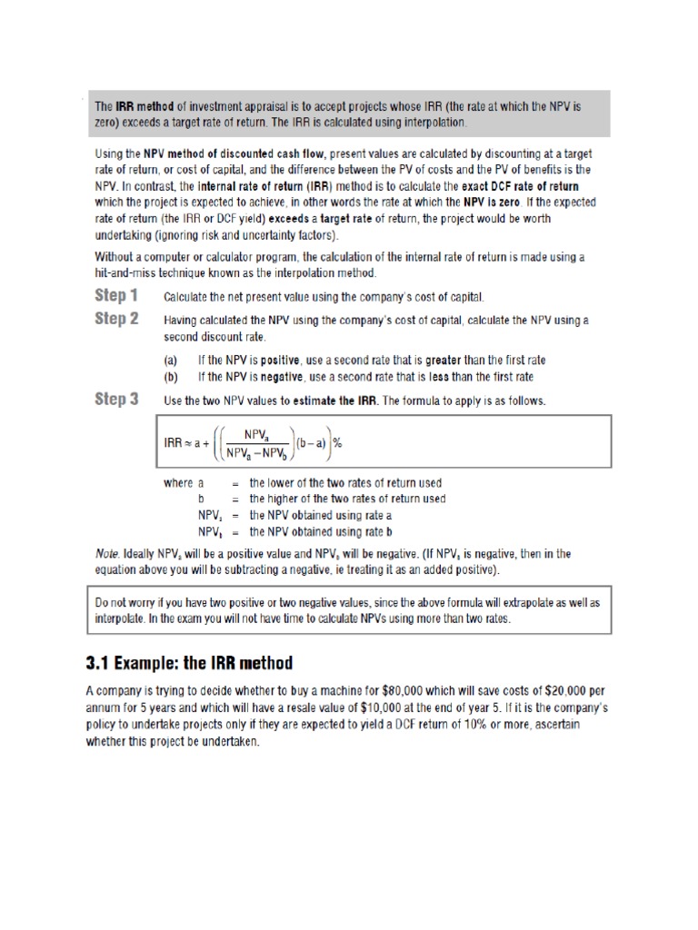 IRR Interpolation Method | PDF