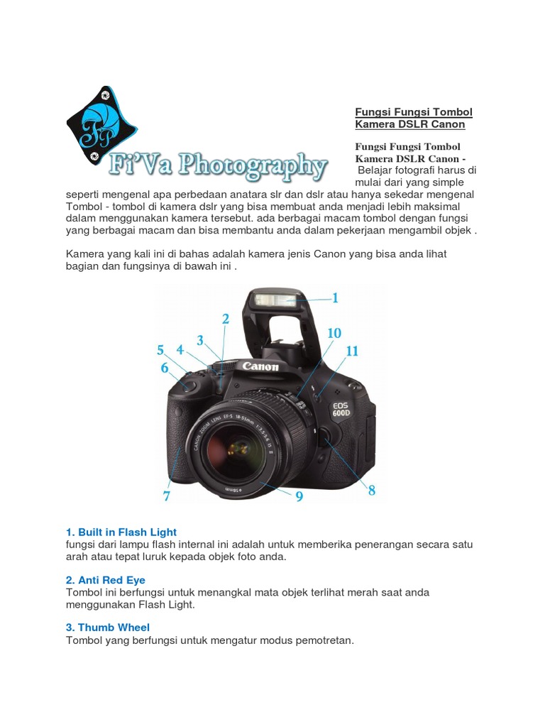 Fungsi Fungsi Tombol Kamera DSLR Canon | PDF