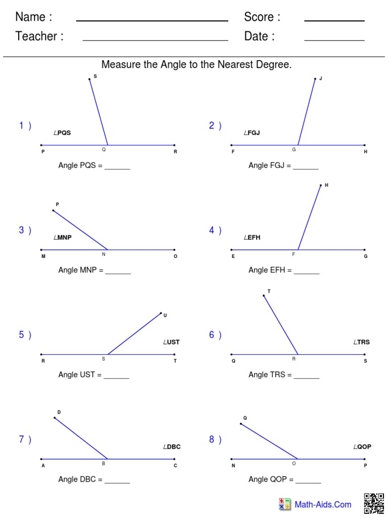Angle Measurement Worksheet | PDF | Sports & Recreation | Science ...