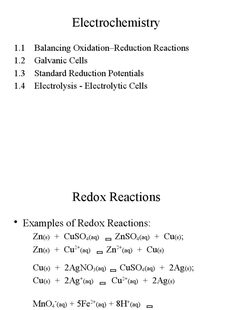 Electrochemistry | PDF | Redox | Electrochemistry
