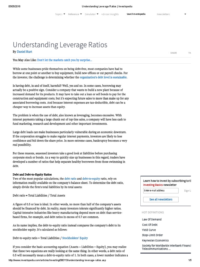 Leverage Ratio | PDF | Leverage (Finance) | Debt